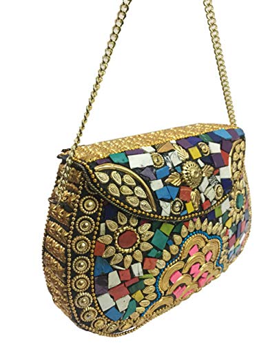 Multi color metal mosaic clutch Wallet purse party bag for women Wedding Box Clutch for Women