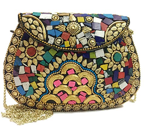 Multi color metal mosaic clutch Wallet purse party bag for women Wedding Box Clutch for Women