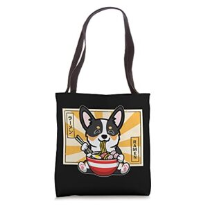 black corgi tote bag