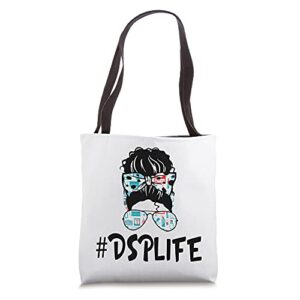 messy bun dsp life nurse xmas ideas funny tote bag