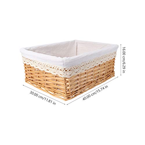 DOITOOL Seagrass Nesting Baskets Woven Basket Rattan Storage Bin Seagrass Wicker Basket with Fabric Liner Dedsktop Sundries Container Weaving Jewelry Cutlery Organizer L Wicker Storage Basket