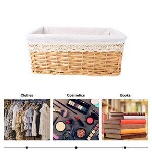 DOITOOL Seagrass Nesting Baskets Woven Basket Rattan Storage Bin Seagrass Wicker Basket with Fabric Liner Dedsktop Sundries Container Weaving Jewelry Cutlery Organizer L Wicker Storage Basket