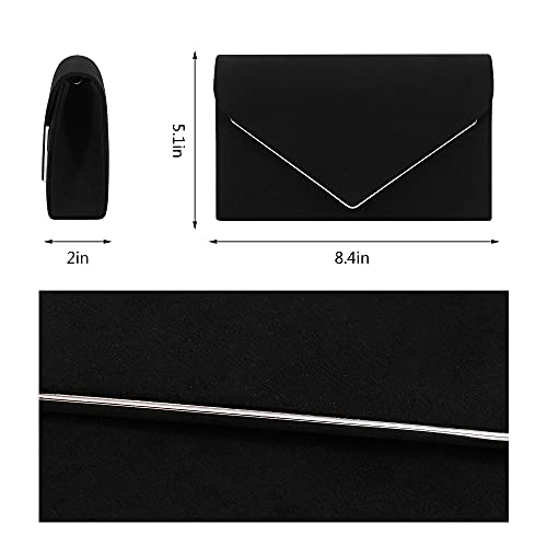 jascaela Women's Faux Suede Evening Clutch Handbags Envelope Evening Purses for Wedding Cocktail Prom Party - Black