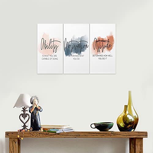 3 Piece Inspirational Canvas Wall Art, Quotes Motivational Mindset Print Pictures for Office Wall Decor, Triptych Entrepreneur Poster Framed Artwork for Women Men Home Decor Ready to Hang (36"Wx18" H)