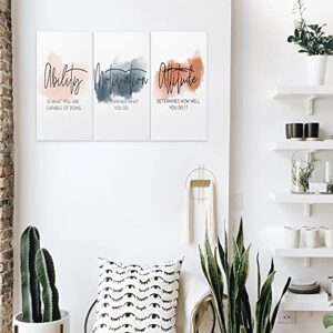 3 Piece Inspirational Canvas Wall Art, Quotes Motivational Mindset Print Pictures for Office Wall Decor, Triptych Entrepreneur Poster Framed Artwork for Women Men Home Decor Ready to Hang (36"Wx18" H)