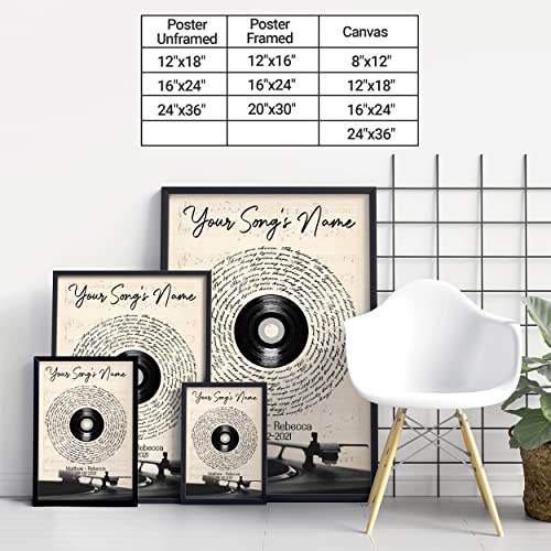 H-DEWALL Personalized Song Lyrics Poster Gifts For Boyfriend Unique Photo New Baby Presents Favorite Song Inspirational Customized Canvas Framed Photo Wall Art Picture Print Quality Decorations Living Room (Bedroom Decor Wall)