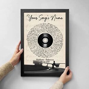 H-DEWALL Personalized Song Lyrics Poster Gifts For Boyfriend Unique Photo New Baby Presents Favorite Song Inspirational Customized Canvas Framed Photo Wall Art Picture Print Quality Decorations Living Room (Bedroom Decor Wall)