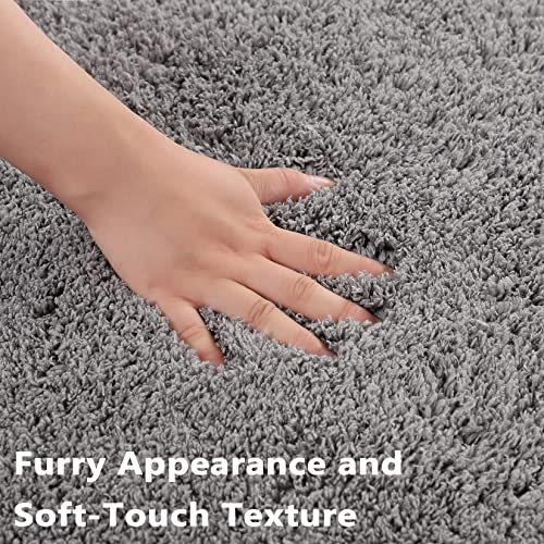 CAROMIO Soft Shaggy Rugs Plush Indoor Modern Faux Fur Area Rugs for Bedroom Luxury Fluffy Carpets Non-Slip Nursery Rugs Shag Rug Home Decor for Living Room Floor Kids Rooms, Light Grey, 4' x 6'