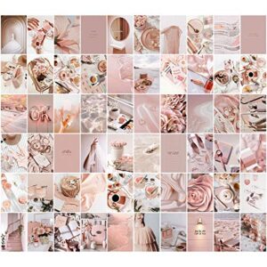 tallsocne wall collage kit aesthetic pictures, pink room decor for teen girls, vsco posters for bedroom, dorm photo wall art, rosy collage prints kits (60 set 4×6 inch)