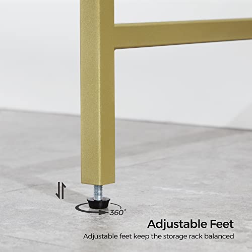 VASAGLE 39.4 Inch Console Sofa Table, Modern Entryway Table, Tempered Glass Table, Metal Frame, 2 Shelves, Adjustable Feet, for Living Room, Hallway, Gold Color ULGT025A01