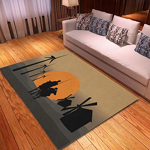 rouihot Non-Slip Area Rug 4'x 6' Silhouette of Don Quixote De La Mancha Cervantes Spanish Rugs Carpet for Classroom Living Room Bedroom Dining Kindergarten Room