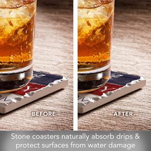 CounterArt Americana Multi-Image Absorbent Stone Tumbled Tile Coaster 4 Pack with Protective Cork Backing Manufactured in The USA