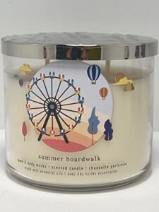 bath & body works, white barn 3-wick candle w/essential oils – 14.5 oz – 2021 summer scents! (summer boardwalk)