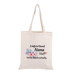 pwhaoo nana tote bag gift important nana stuff mainly snacks actually tote bag mother’s day gift (nana stuff tb)