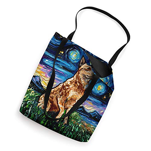 Red Heeler Starry Night Impressionist Cattle Dog Art by Aja Tote Bag