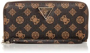 guess sandrine large zip around wallet, mocha