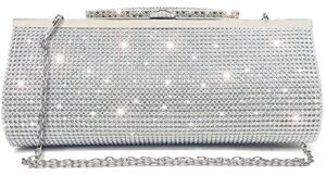 vinmen bling women’s clutch purses bag envelope glitter rhinestone evening handbag (silver)