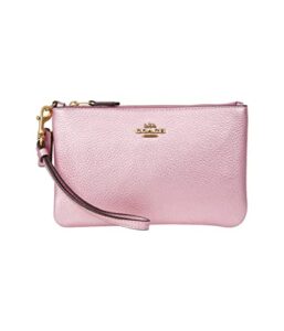 coach metallic small wristlet metallic pink one size