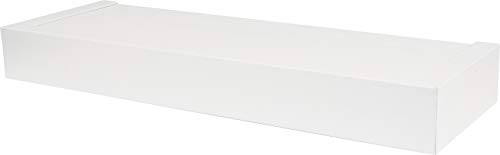 HIGH & MIGHTY 515651 Modern 18" Floating Shelf Holds up to 15lbs, Easy Tool-Free Dry Wall Installation, Flat, eCommerce Packaging, White