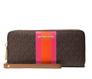 michael kors large logo stripe continental wallet, electric pink