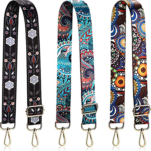 Weewooday 3 Pieces Crossbody Straps Adjustable Purse Straps Replacement handbag Strap Guitar style Strap for Women (Vintage Style)