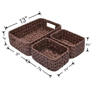 GRANNY SAYS Wicker Baskets for Organizing, Nesting Storage Baskets for Shelves, 1 Large Woven Basket and 2 Small Storage Baskets Waterproof, Brown, 3-Pack