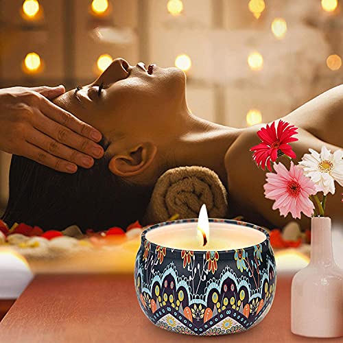 Scented Candles Gift Set for womem: Soy Wax 4 Pack Gift Package Vanilla,Lavender,Rose,Freesia, Natural for Stress Relief and Aromatherapy Candle Sets for Birthday Chrismas Bath Yoga