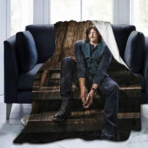 the walking dead daryl dixon blanket soft plush throw blanket – super fuzzy fleece blanket for couch bed sofa all season 80″x60″