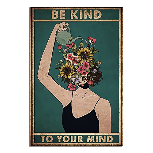 CENQCWARO Mental Be Kind to Your Mind Mental Health Posters Canvas Art Poster Picture Modern Office Family Bedroom Decorative Posters Gift Wall Decor Painting Posters 16x24inchs(40x60cm)