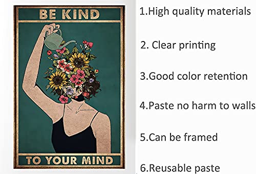 CENQCWARO Mental Be Kind to Your Mind Mental Health Posters Canvas Art Poster Picture Modern Office Family Bedroom Decorative Posters Gift Wall Decor Painting Posters 16x24inchs(40x60cm)