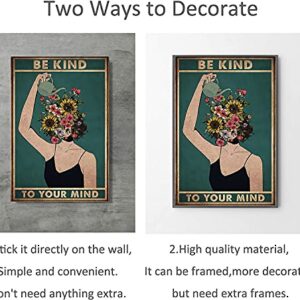 CENQCWARO Mental Be Kind to Your Mind Mental Health Posters Canvas Art Poster Picture Modern Office Family Bedroom Decorative Posters Gift Wall Decor Painting Posters 16x24inchs(40x60cm)