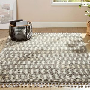 home dynamix the spruce marcella louise geometric stripe shag area rug, gray/ivory, 7’10″x10’5″ rectangle