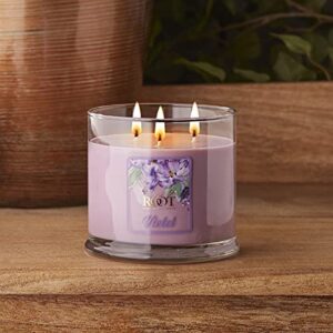 Root Candles Scented Candles La Fleur Collection Beeswax Blend Handcrafted 3-Wick Candle, 14-Ounce, Violet