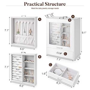 Homde Jewelry Organizer Girls Women Jewelry Box for Necklaces Rings Earrings Gift Jewelry Storage Case Porcelain Pattern Series (White)