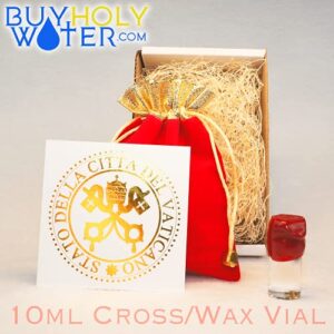 Holy Water 10ml Vial ✞ The ONLY Authentic Certified Holy Water ✞ Blessed Pope Francis Direct from Vatican City ✞ Baptism, Wedding, Exorcisms, Christen, Evil Spirits, Prayer Wax Sealed Hanging Cross