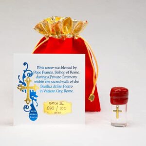 Holy Water 10ml Vial ✞ The ONLY Authentic Certified Holy Water ✞ Blessed Pope Francis Direct from Vatican City ✞ Baptism, Wedding, Exorcisms, Christen, Evil Spirits, Prayer Wax Sealed Hanging Cross