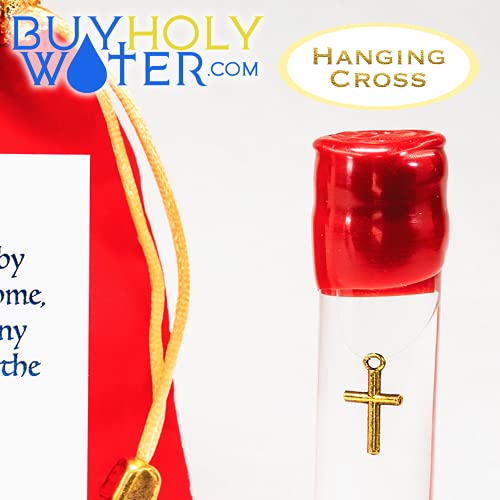 Holy Water 10ml Vial ✞ The ONLY Authentic Certified Holy Water ✞ Blessed Pope Francis Direct from Vatican City ✞ Baptism, Wedding, Exorcisms, Christen, Evil Spirits, Prayer Wax Sealed Hanging Cross