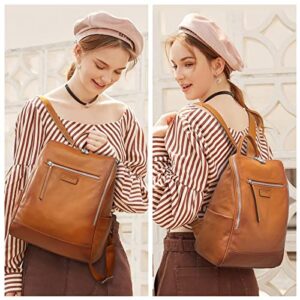 S-ZONE Genuine Leather Backpack Purse for Women Travel Rucksack Ladies Handbag College Bookbag with Luggage Strap