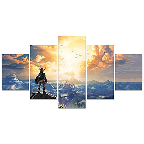 KAIWALK The Legend of Zelda Breath of The Wild Poster Video Game HD Print on Canvas Painting Wall Art for Living Room Decor Boy Gift (Unframed, The Legend of Zelda 1)