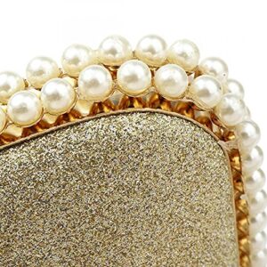 Women Sequin Evening Clutch Purses Pearls Clutch Bag Wedding Bridal Prom Purse Shoulder Handbag for Ladies (Black)