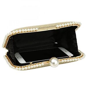 Women Sequin Evening Clutch Purses Pearls Clutch Bag Wedding Bridal Prom Purse Shoulder Handbag for Ladies (Black)