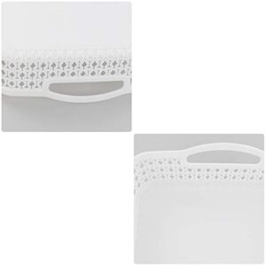 Sandmovie Plastic Woven Storage Basket Tray with Handles, White, 6 Packs