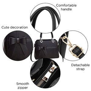 Girls Bowknot Handbag Purse Cute Leather Shoulder Bag for Women Top-handle Totes Satchel