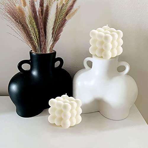 2PCS Bubble Candles Vanilla Scented Aesthetic Cube Candle, Soy Wax Cool Shaped Candles, Home Office Danish Pastel Trendy Room Floating Shelves Decor Small Bubble Candles