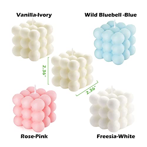 2PCS Bubble Candles Vanilla Scented Aesthetic Cube Candle, Soy Wax Cool Shaped Candles, Home Office Danish Pastel Trendy Room Floating Shelves Decor Small Bubble Candles