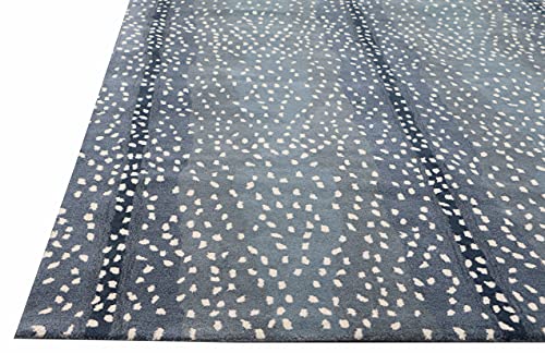 Wallard Design Antelope Cheetah Blue Animal Contemporary Handmade 100% Woolen Area Rugs & Carpets (8'x10')