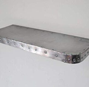 Nautical-Mart Industrial Metal Shelf Urban Modern Aviator Inspired Silver Designer Shelves (Silver, 24"x8"x1-1/2)