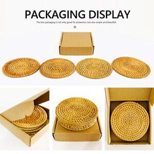 Handmade Braided Drink Coasters 4 Pcs Unique Present for Friends,Birthday,Living Room Decor,Holiday Party (3.94" Round)