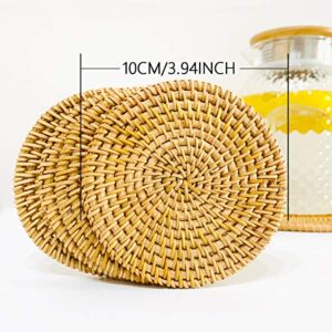 Handmade Braided Drink Coasters 4 Pcs Unique Present for Friends,Birthday,Living Room Decor,Holiday Party (3.94" Round)