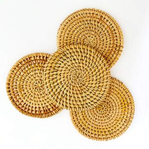 Handmade Braided Drink Coasters 4 Pcs Unique Present for Friends,Birthday,Living Room Decor,Holiday Party (3.94" Round)